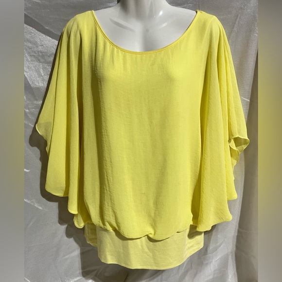 cha cha vente | Tops | Bright Yellow Batwing Top By Cha Cha Vente Sz ...